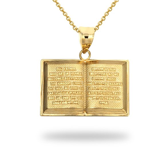 Element Shine | Accessories | Solid K Gold English Open Bible Pendant ...